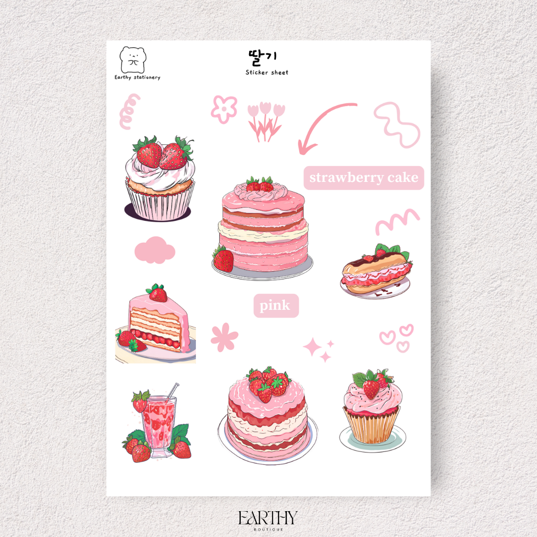 New Strawbery cakes sticker sheet - Stationery shop for Kdrama fans and ...