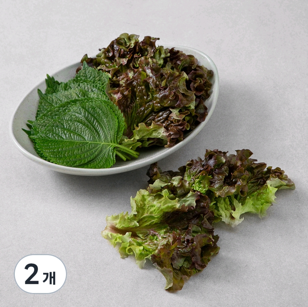 국내산 상추&깻잎 간편쌈, 150g, 2개 Korean Lettuce & Perilla Ssam Set 150g x2 ...