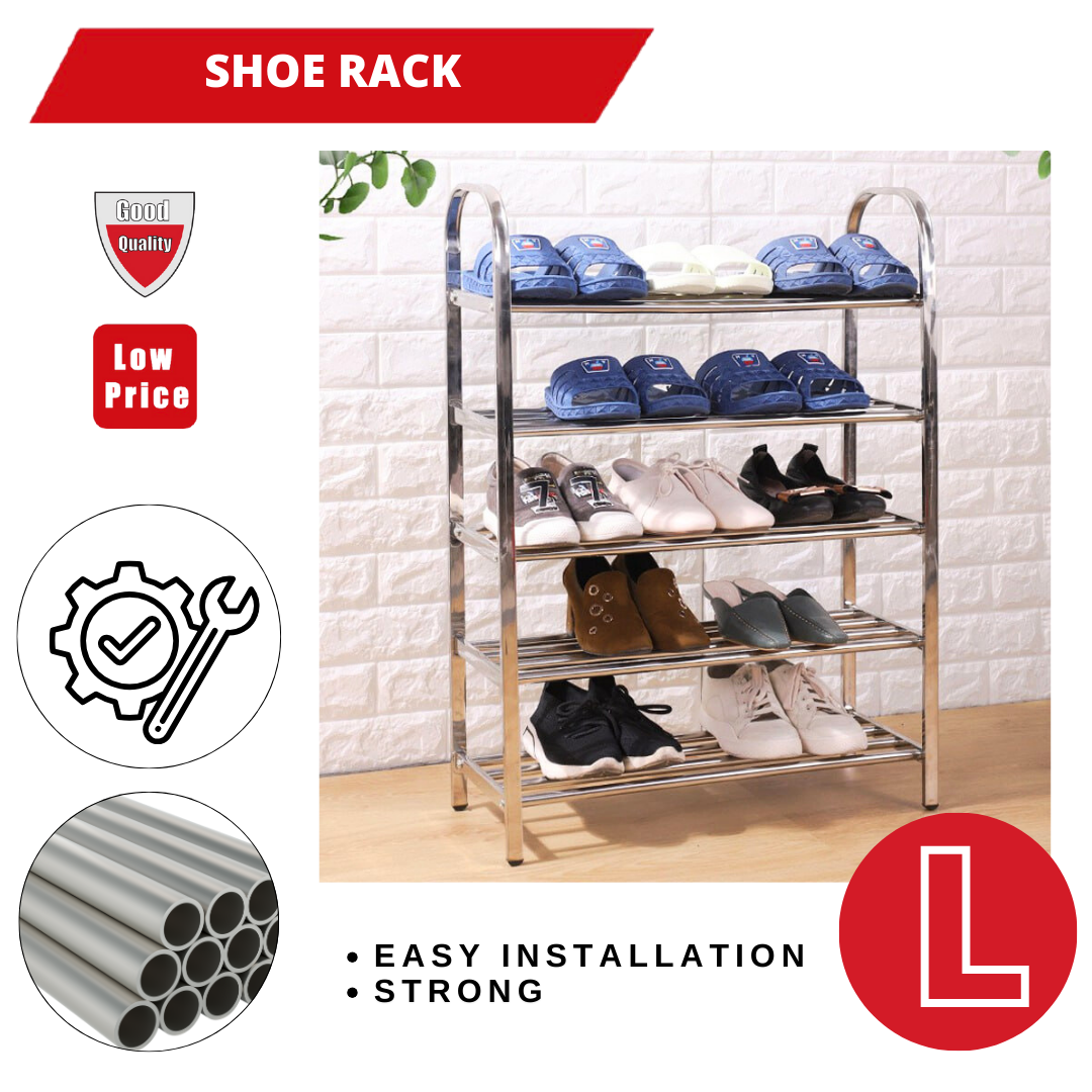 SHOE RACK STAINLESS STEEL 5L - Pusat Borong Hero Sabah