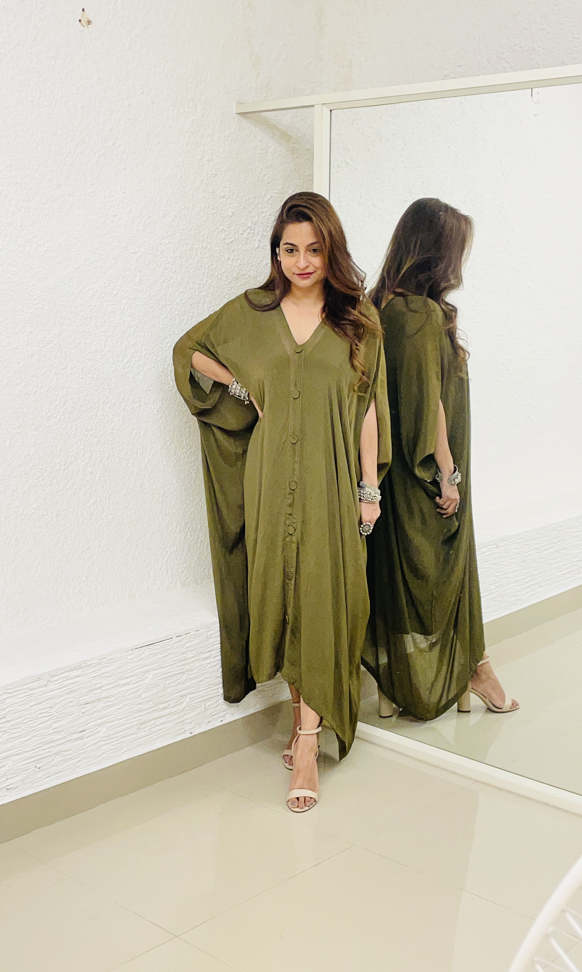 Army Green Shirt Kaftan - Gauranga | Take App
