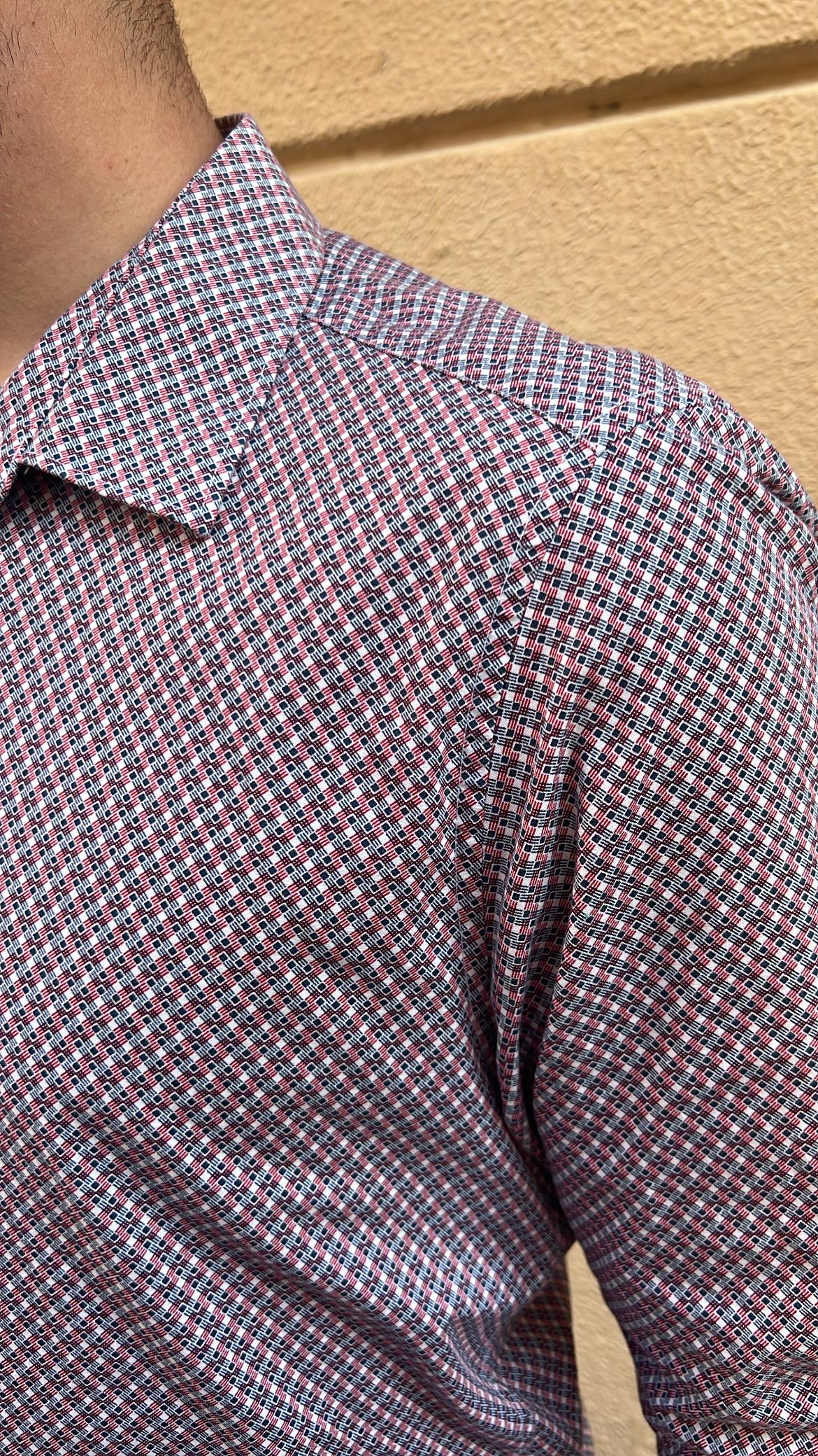 Micro-Check Pattern Long Sleeve Shirt - Quaint Attic - Thrift Shop ...
