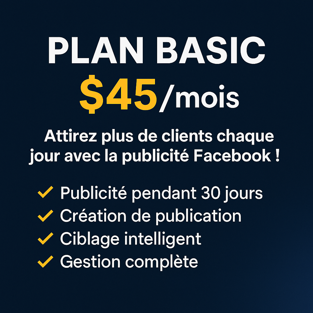 Plan Basic – 45$ par mois - Kélyan Agency