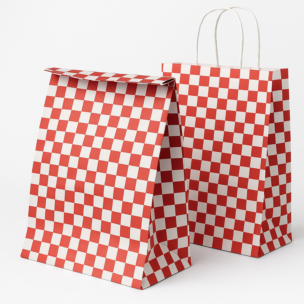 “RED & WHITE CHECKERED ” DELIVERY TAKEOUT BAGS - 2 SIZES/RETAIL ...