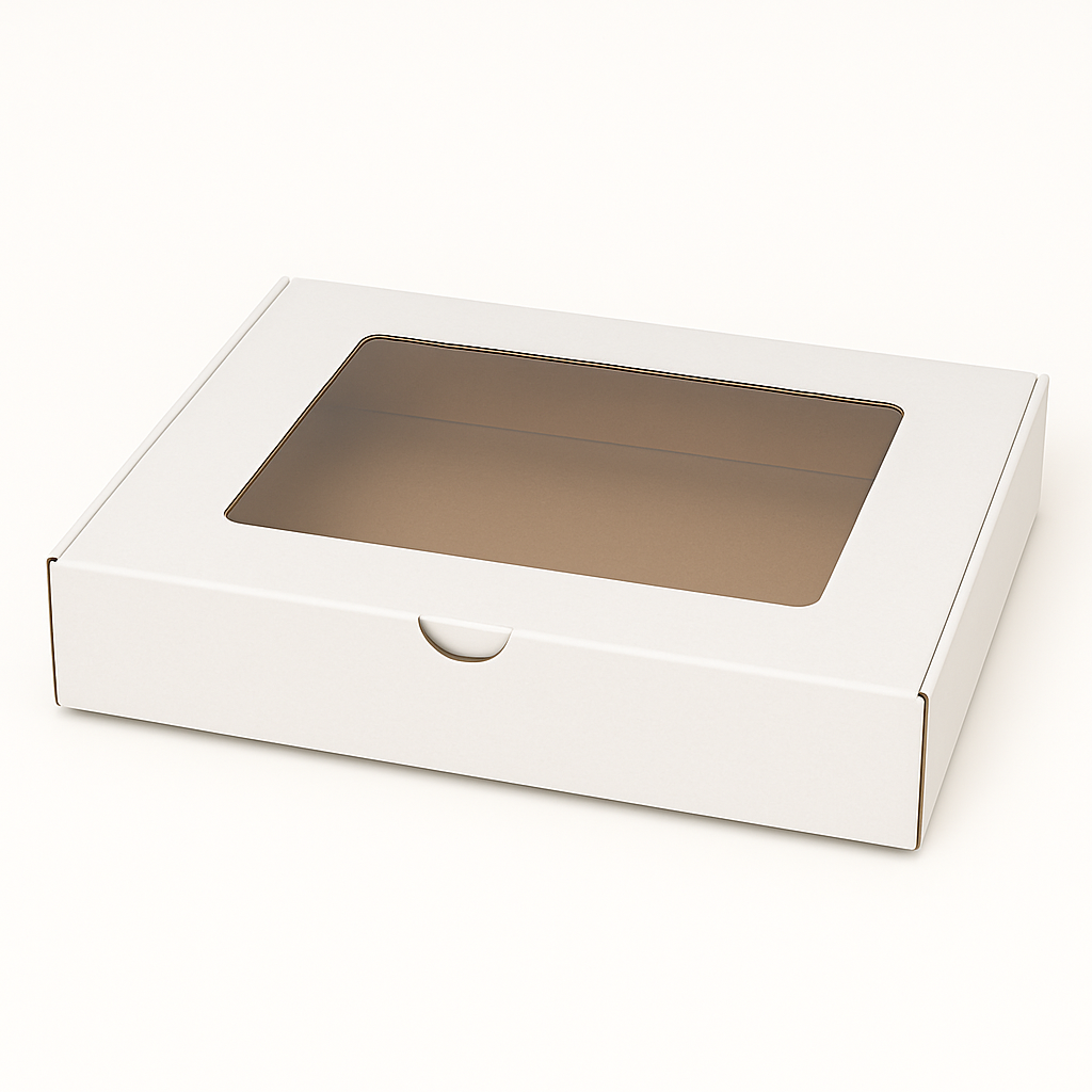 CATERING PLATTER BOXES - 15.5” x 11‘’ x 4’‘/ WHITE WITH WINDOW ...