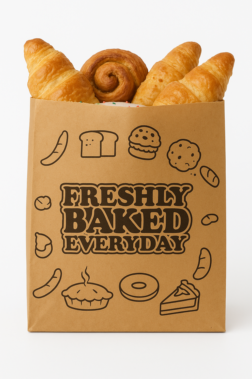 SNACK TAKEOUT BAGS - “FRESHLY BAKED EVERYDAY “ - 7” x 6''/ BROWN ...