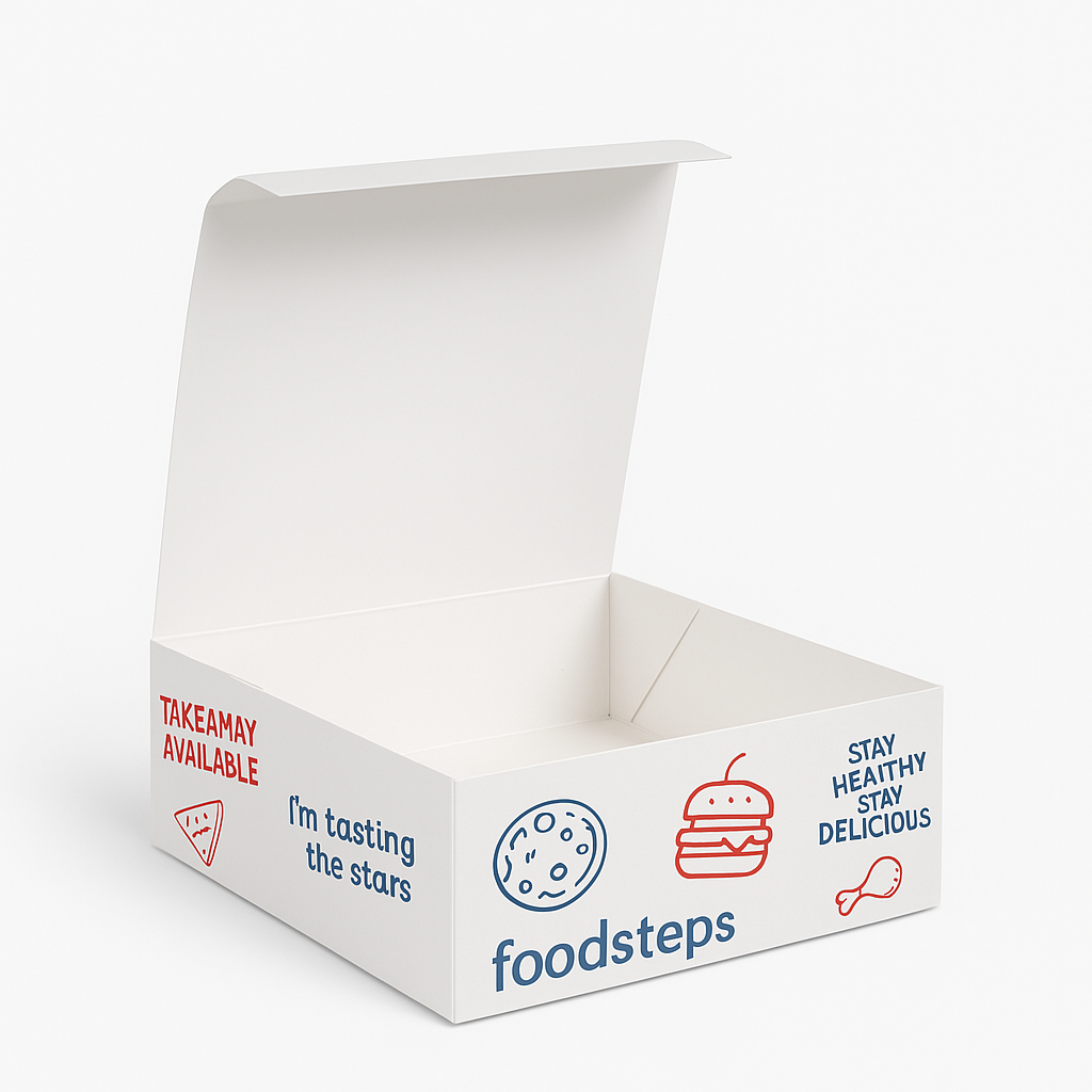 “FOODSTEPS” ER TAKEOUT BOXES - 8” x 8” x 3.5” - TAKEAWAY PACKAGING ...