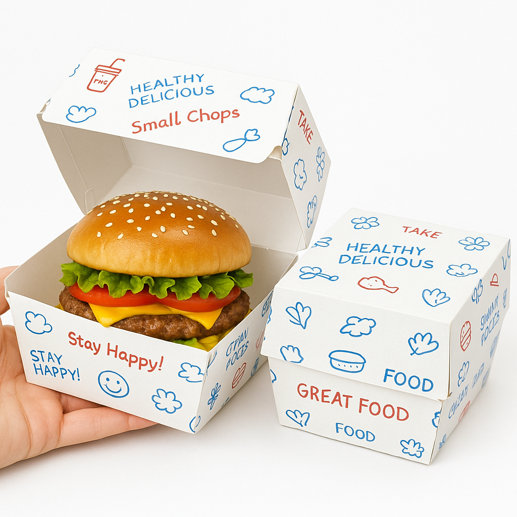 CLAMSHELL TAKEOUT BOXES - GENERIC “FOODSTEPS” DESIGN - TAKEAWAY ...