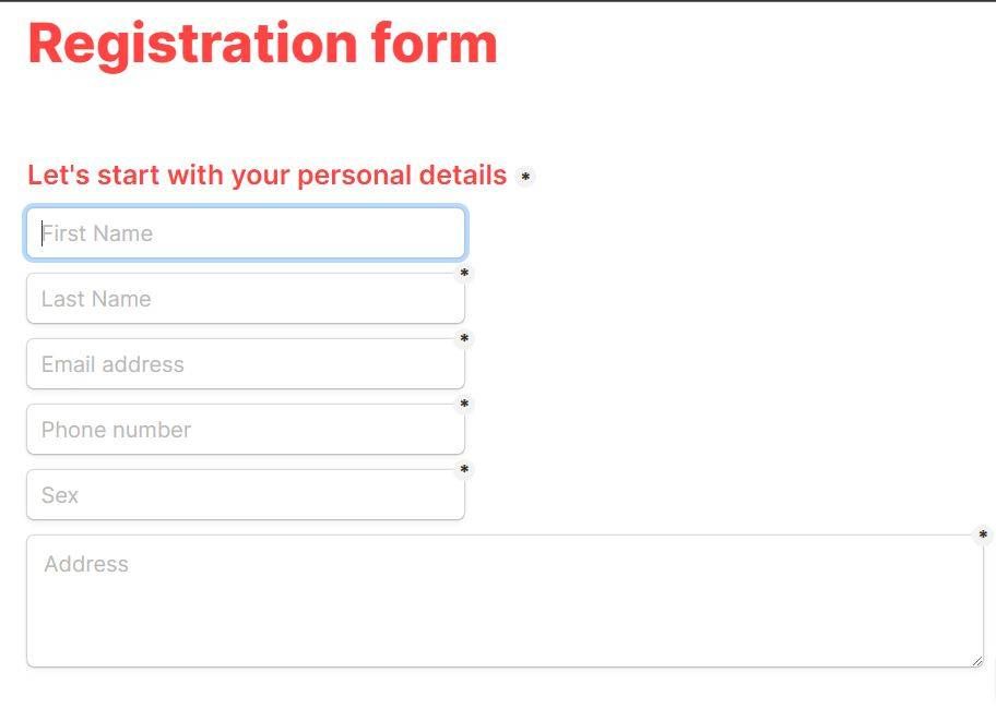 Registration Form - Tally form template