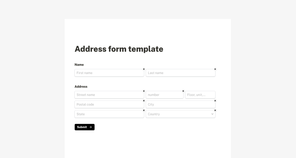 Address Form Template Tally Form Template