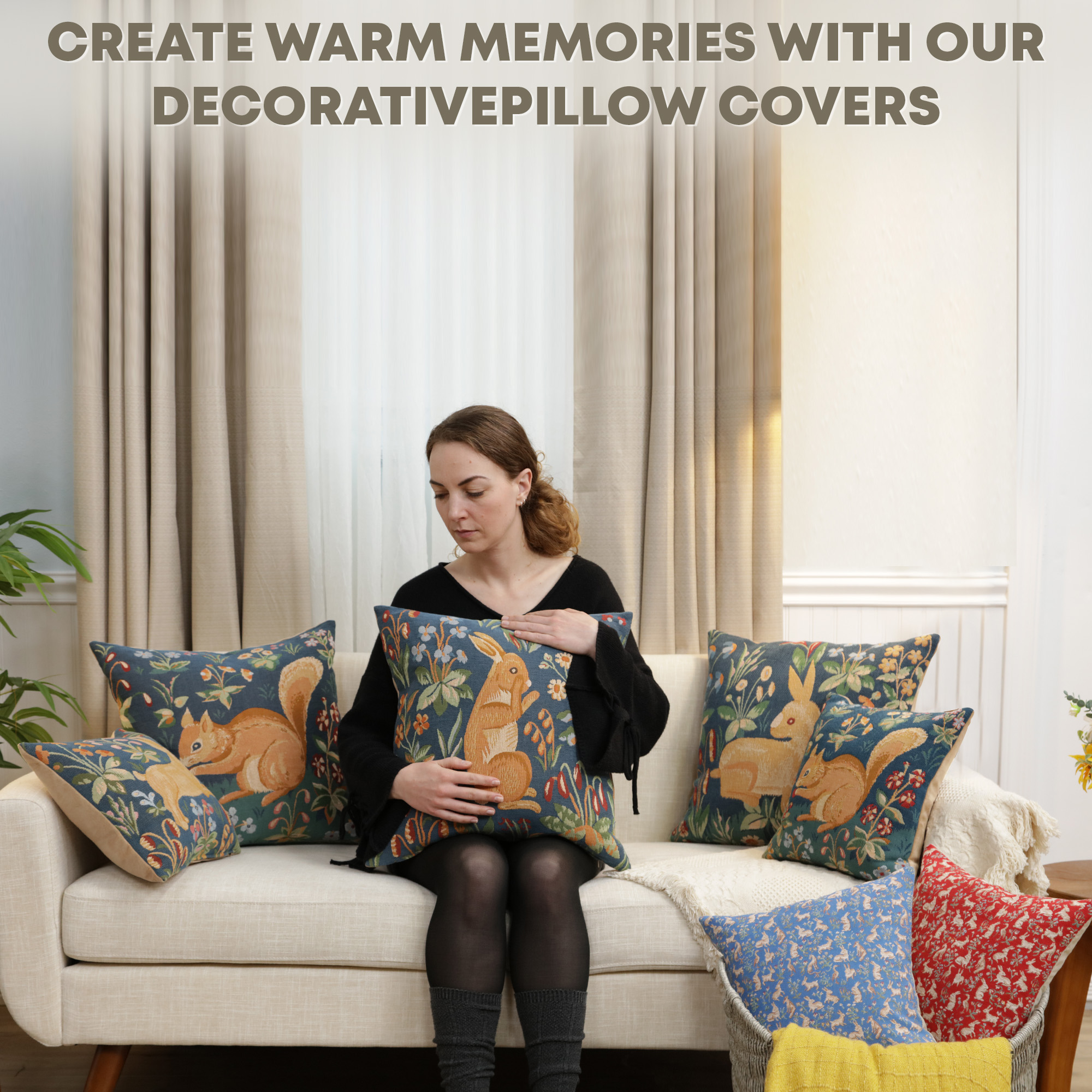 Medieval Rabbit Cushion - 19 in. x 19 in. Cotton by Charlotte Home ...