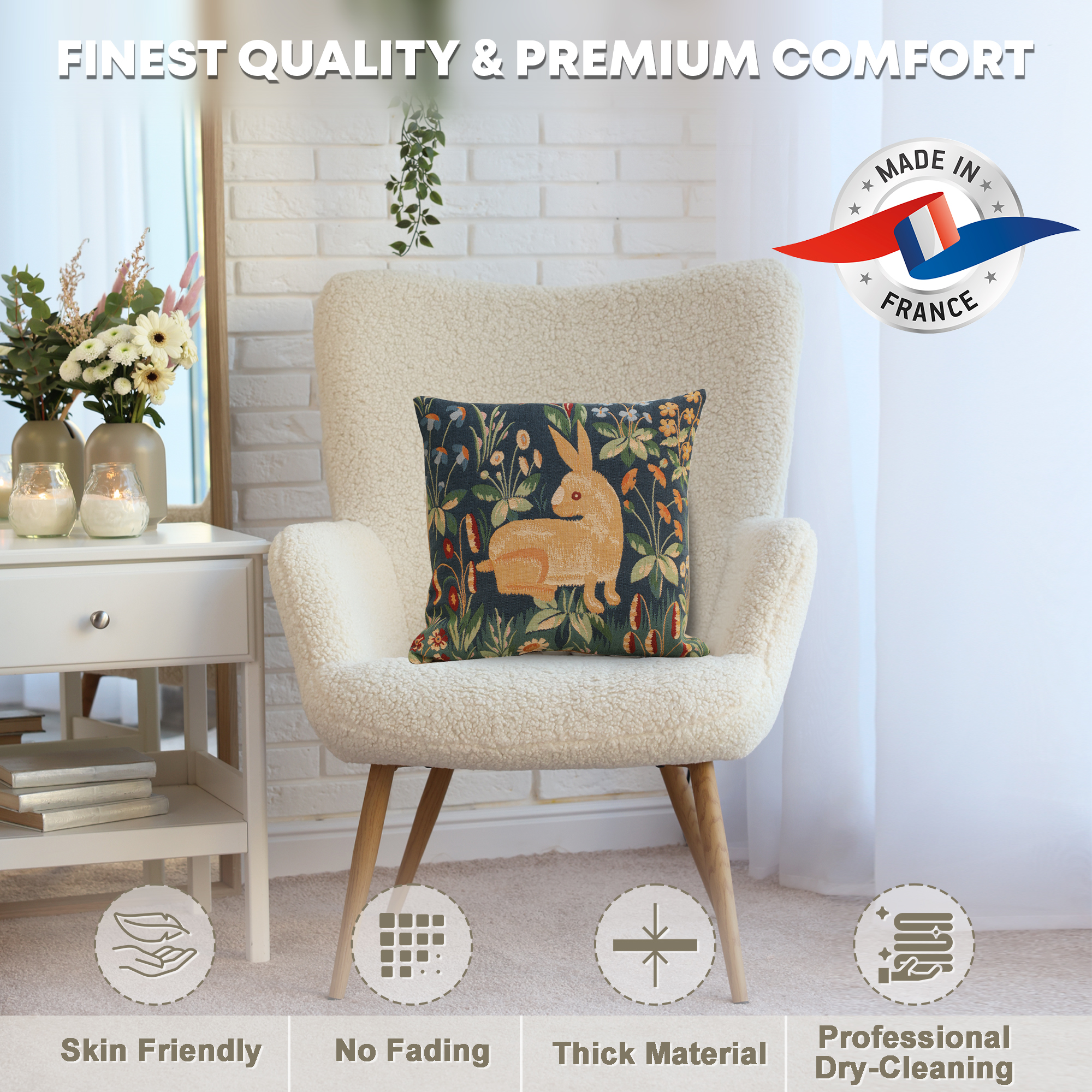 Medieval Rabbit Cushion - 19 in. x 19 in. Cotton by Charlotte Home ...