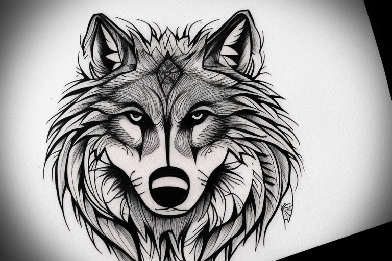 Side Wolf Head Drawings