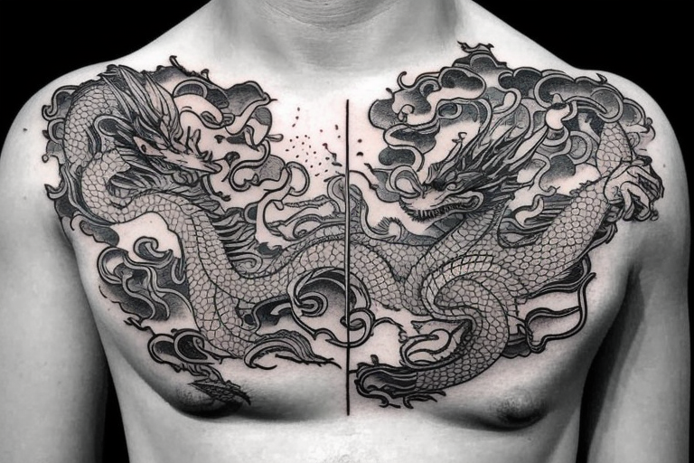 Dragon Tattoo Chest And Arm