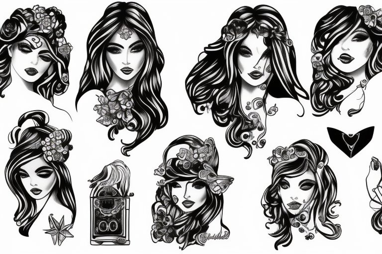Black And White Pin Up Girl Tattoo Designs