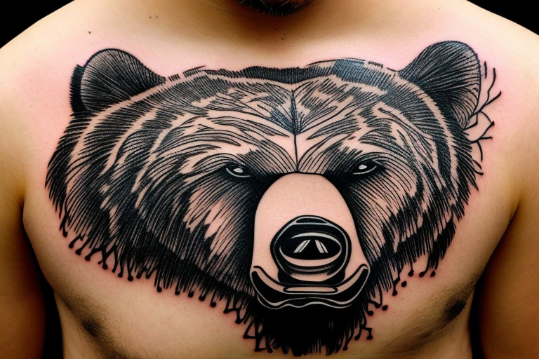 Grizzly Bear Chest Tattoo