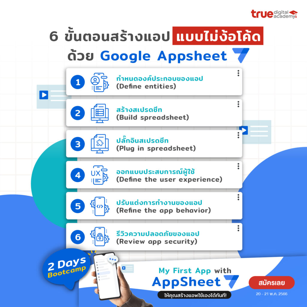 6 ขั้นตอนสร้างแอปแบบไม่ง้อโค้ดด้วย Google AppSheet - True Digital Academy