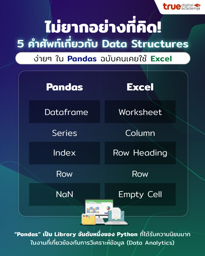 เข้าใจ Data structures ใน Pandas แบบง่าย ๆ สไตล์คนเคยใช้ Excel - True Digital Academy