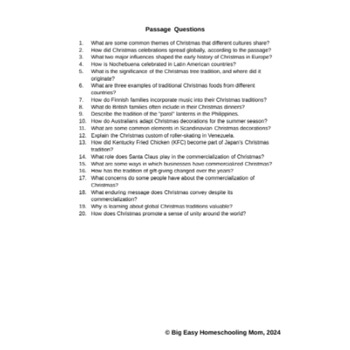 FREEBIE: Christmas Around the World Reading Passage, Q & A, & Note ...