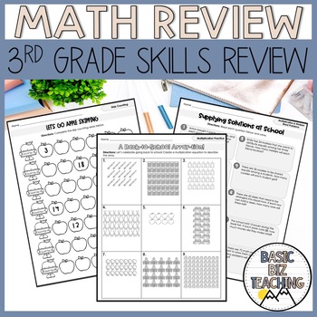 Back to School 3rd Grade Math Review Packet | No Prep Math Worksheets ...