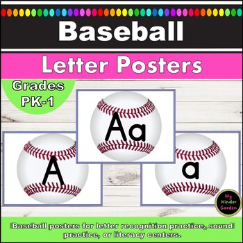 Baseball Alphabet Uppercase and Lowercase Letter Posters and Word Wall ...