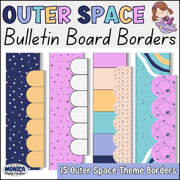 Outer Space Theme Bulletin Board Borders Bright Pastel Classroom Door ...