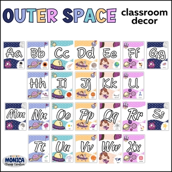 Space Alphabet Posters-Cursive And Print ABC Posters-Classroom Decor ...