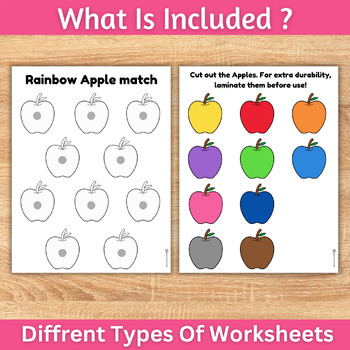 Fall Apple Errorless File folder matching game activity for special ...