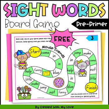 FREEBIE Dolch Sight Words Board Game Activities Kindergarten Morning ...