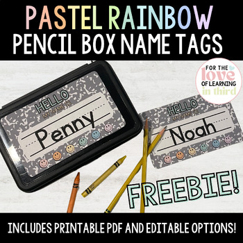 Pastel Rainbow Smile Pencil Box Name Tags Hello My Name Is Name tag ...