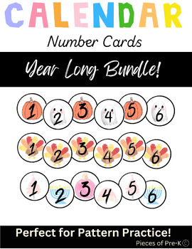 Full Year Calendar Numbers/ Monthly Themed Calendar numbers/ Calendar ...
