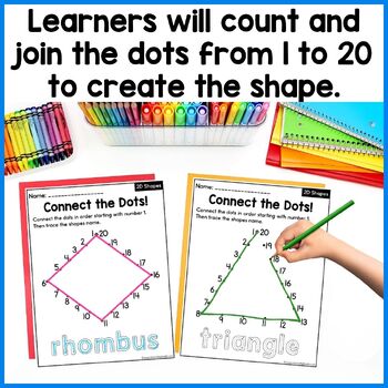 2D Shapes Dot to Dot Worksheets for Kindergarten - Connect the Dots 2D ...