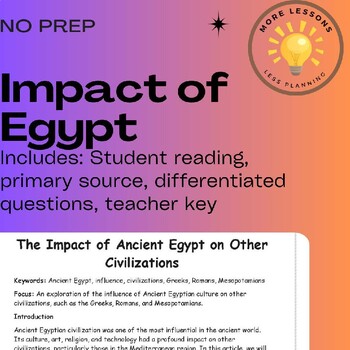 Impact of Ancient Egypt on Other Civilizations Reading Comprehension ...