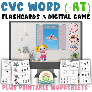 CVC Word Flashcards with Pictures, Digital Game, & Worksheets | RF.K.2 ...