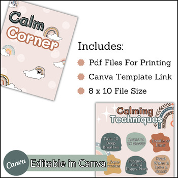 Calm Down Corner Posters-Boho Rainbow Feelings Chart-Grounding ...