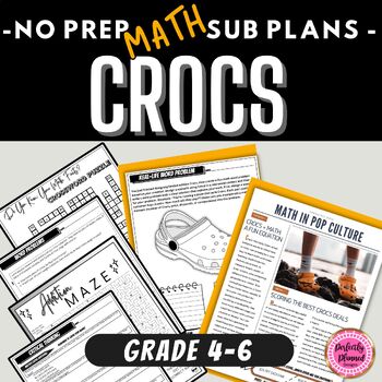 Fun Crocs Themed Math Emergency Sub Plans | No Prep Substitute Activity ...