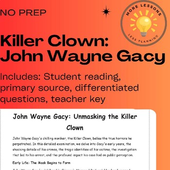 John Wayne Gacy: Serial Killer True Crime Reading Comprehension ...