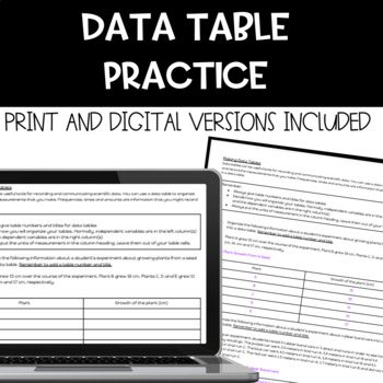 Making Data Tables- Practice Worksheet | TeachShare