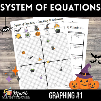 System of Equation - Solve by Graphing #1 - Halloween Math Activity ...