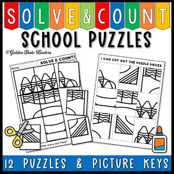 School Solve and Count Numbers to 12 Cut and Paste Puzzles Activity ...