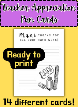 Teacher Appreciation Thank You Cards/Notes, Teacher Appreciation Week ...