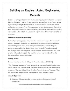 Ancient Aztec: Engineering Marvels Mesoamerica Reading Comprehension ...