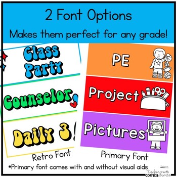 Classroom Daily Visual Schedule Cards Editable - Primary Rainbow ...