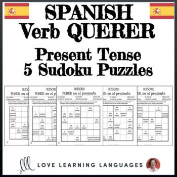 SPANISH Verb QUERER Present Tense Sudoku - El verbo QUERER en presente ...