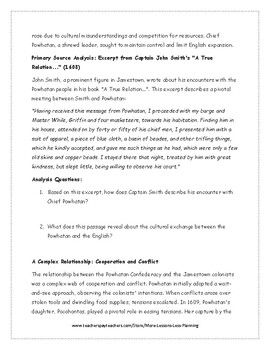 Powhatan Tribe Pre Colonial America Reading Comprehension Worksheet ...