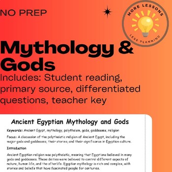 Mythology & Gods Ancient Egypt Guided Reading Comprehension Worksheet ...