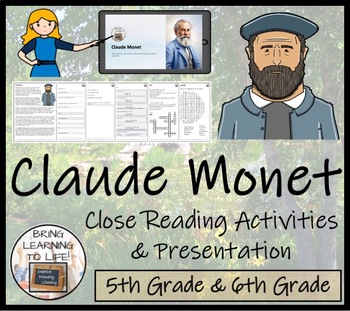 Claude Monet Close Reading Comprehension Activities | 5th Grade & 6th ...