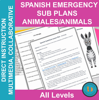 Spanish Animals / Los Animales Vocabulary Emergency Sub Lesson Plan ...