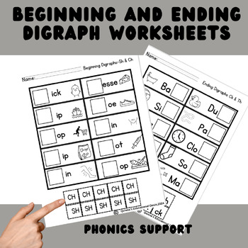 Beginning and Ending Digraph Worksheets for Consonant Digraph Practice ...