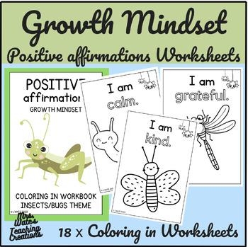 Positive Affirmations & Growth Mindset Coloring in Worksheets - Insect ...