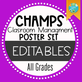 NEW! Champs Poster Set Classroom Management , Printable & Editable ...